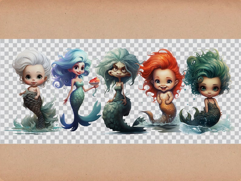 Cute Mermaid Clipart, Cartoon Mermaid PNG, Transparent Background ...