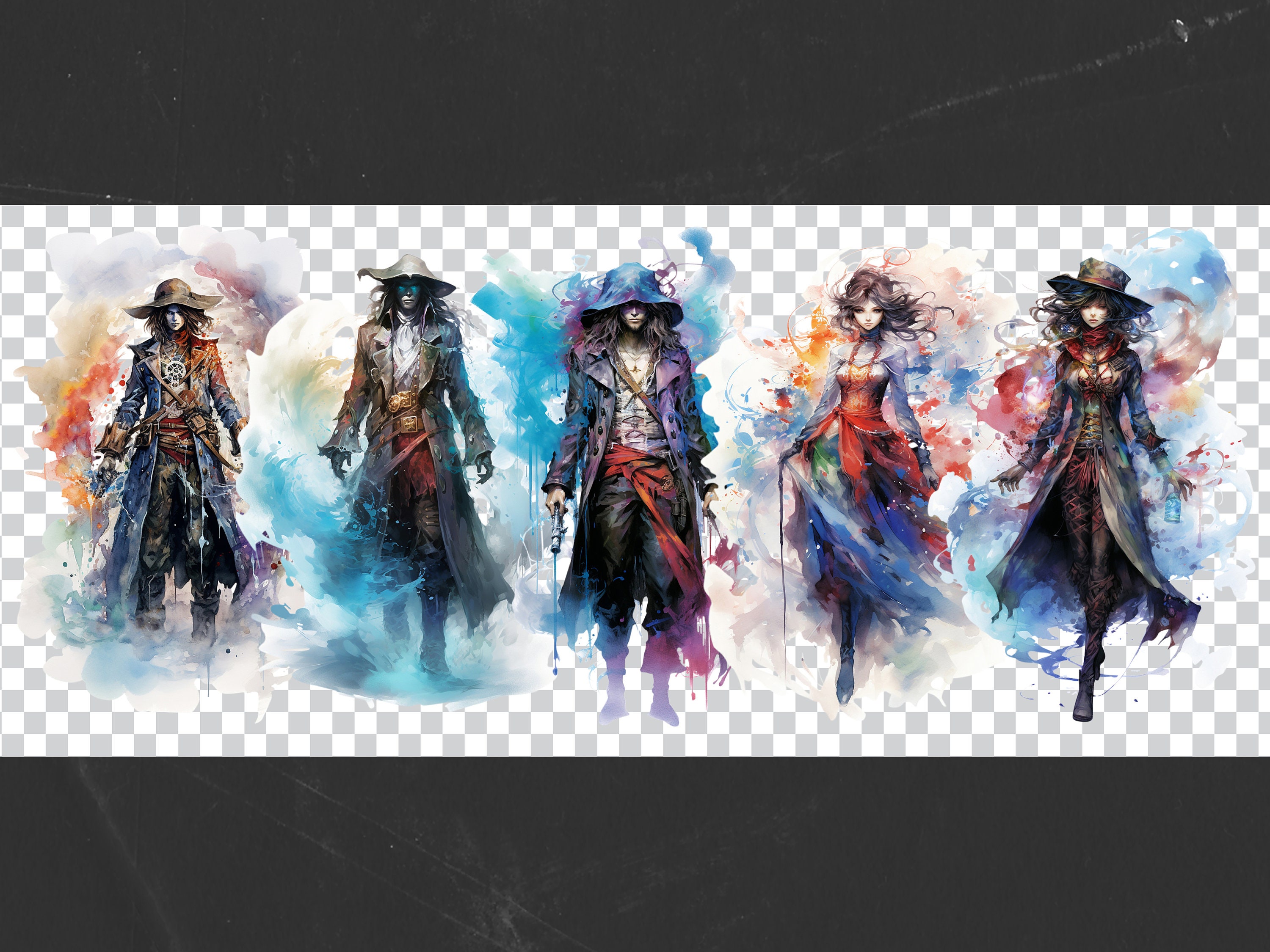 Watercolor Pirate Clipart Water Color Pirates PNG Pack - Etsy