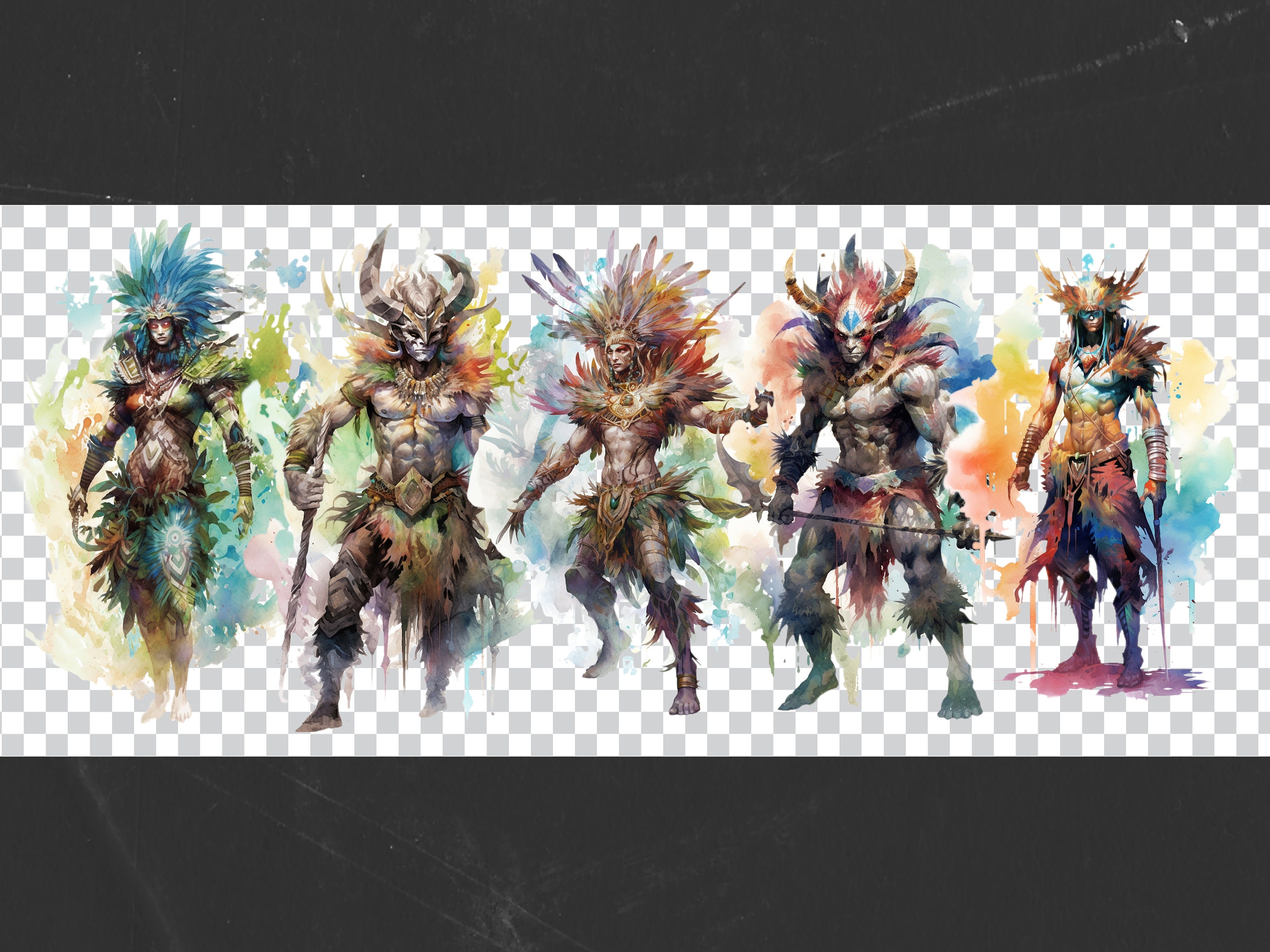 Watercolor Elemental Warrior Clipart, Jungle Warrior PNG, Element ...