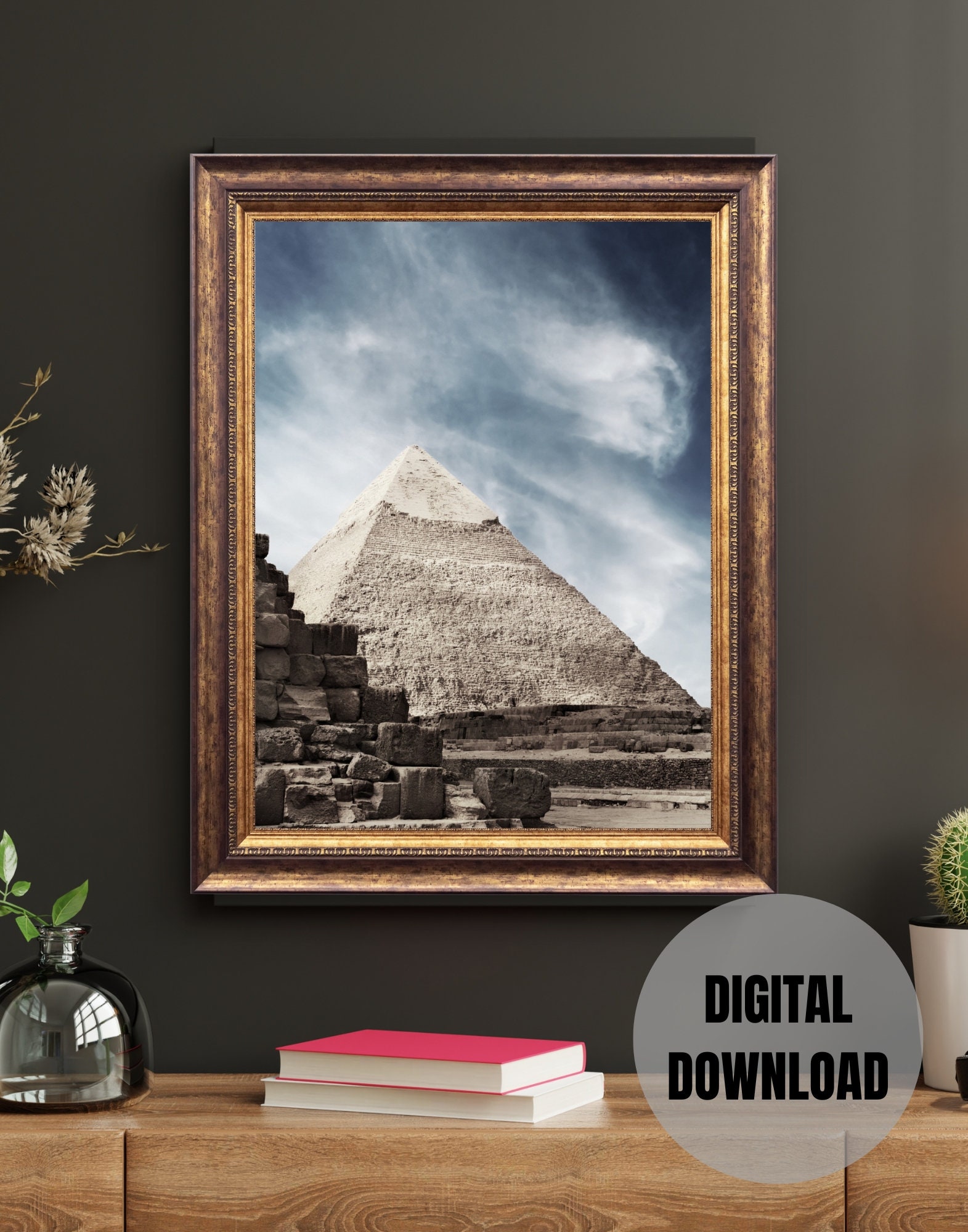 Egyptian Glory: Realistic Pyramid and Desert Landscape Wall Art Print ...
