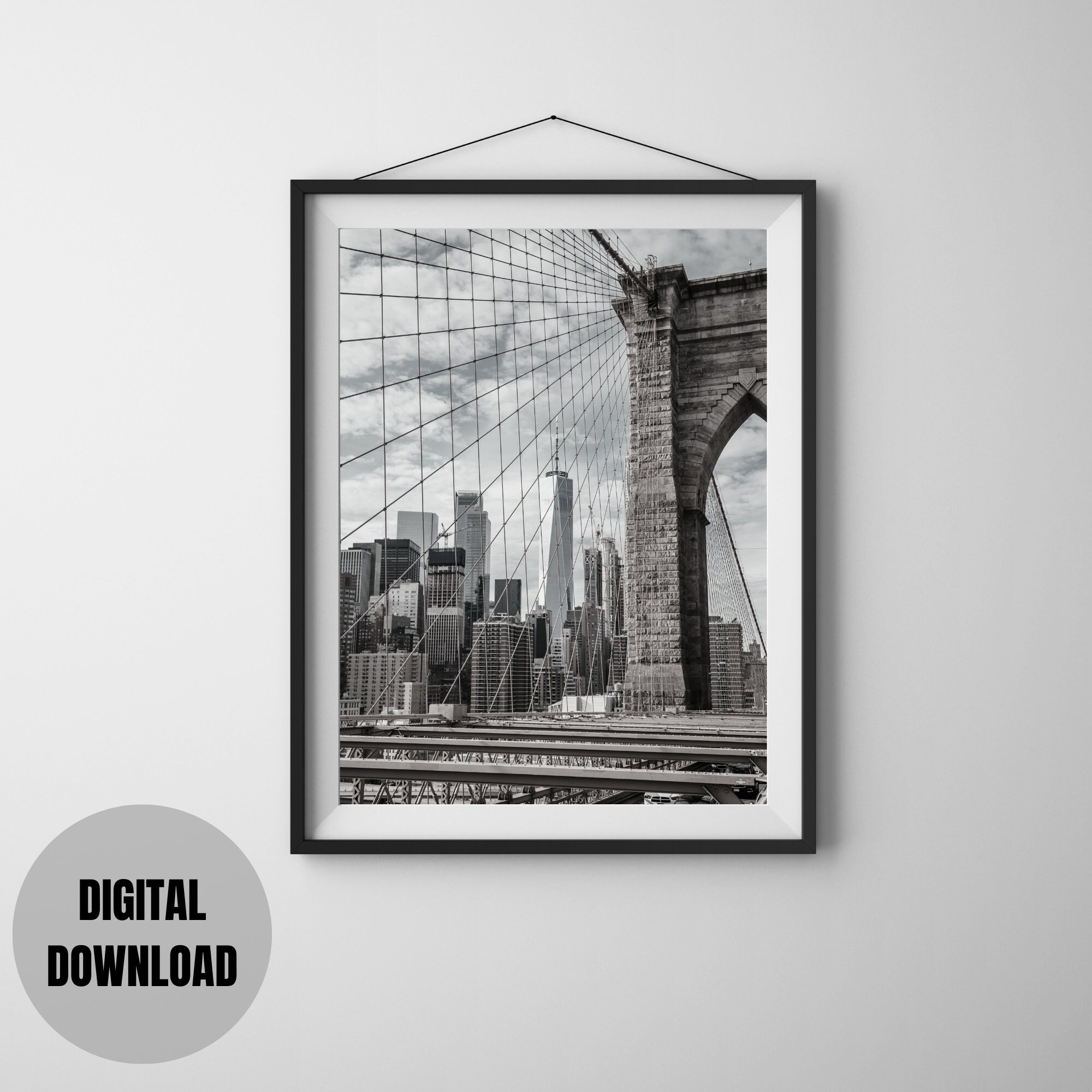 New York City and Brooklyn Bridge With Skyline Wall Art Print, New York ...