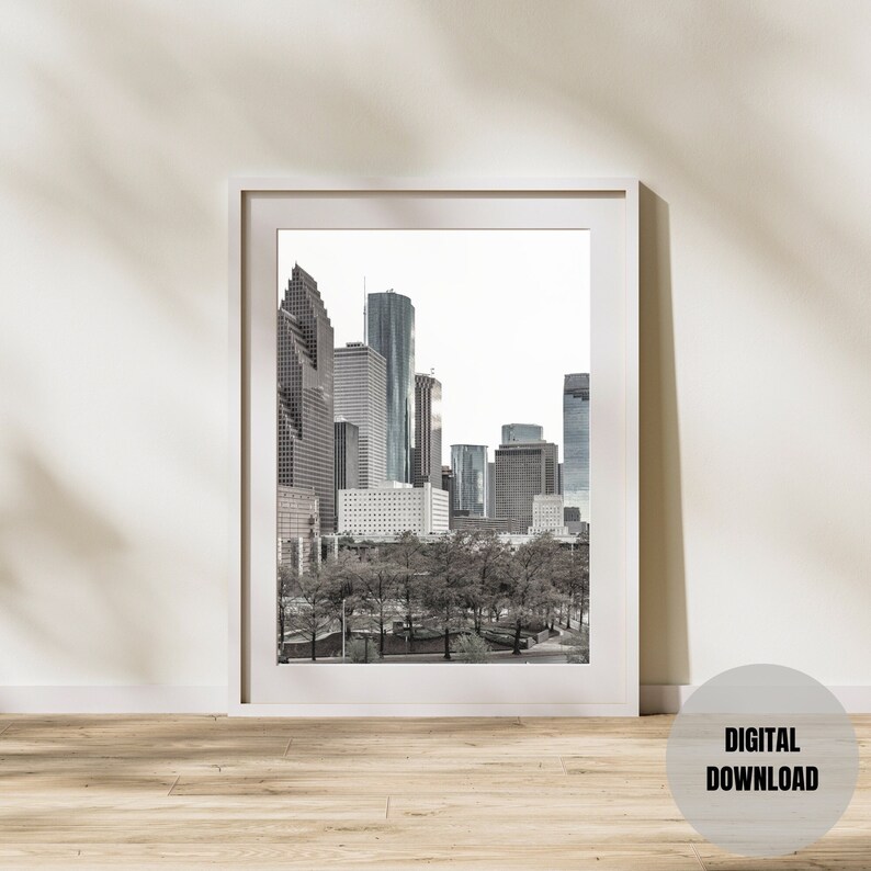 Houston Printable Poster, Vibrant Downtown Houston Skyline Print ...