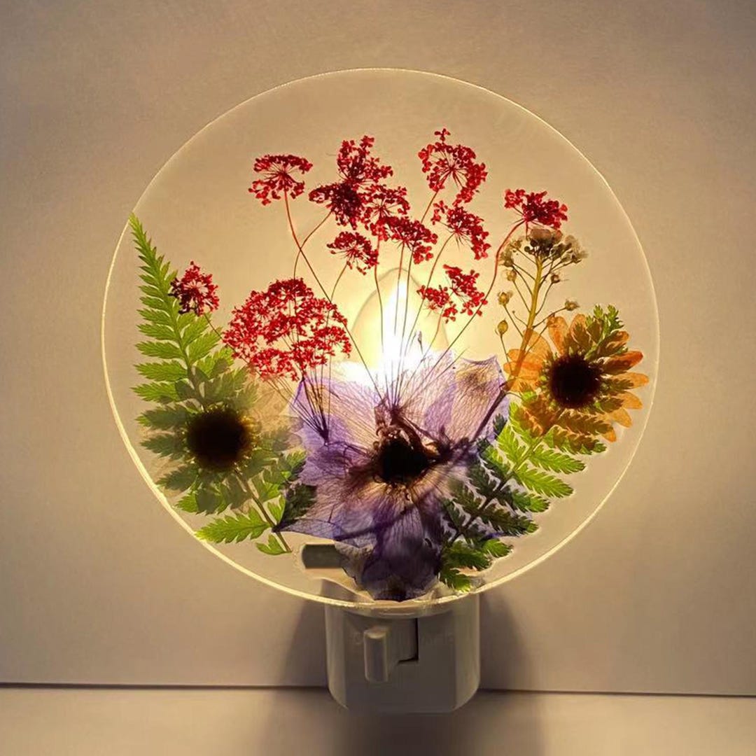Handmade Real Press Flower Nightlight, Wild Flower Night Light for ...