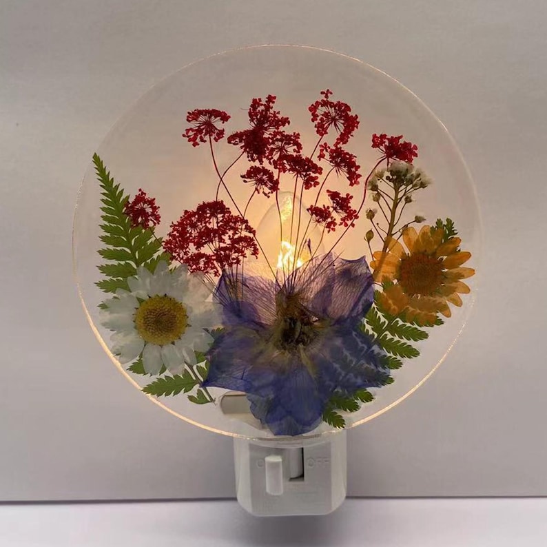 Handmade Real Press Flower Nightlight, Wild Flower Night Light for ...