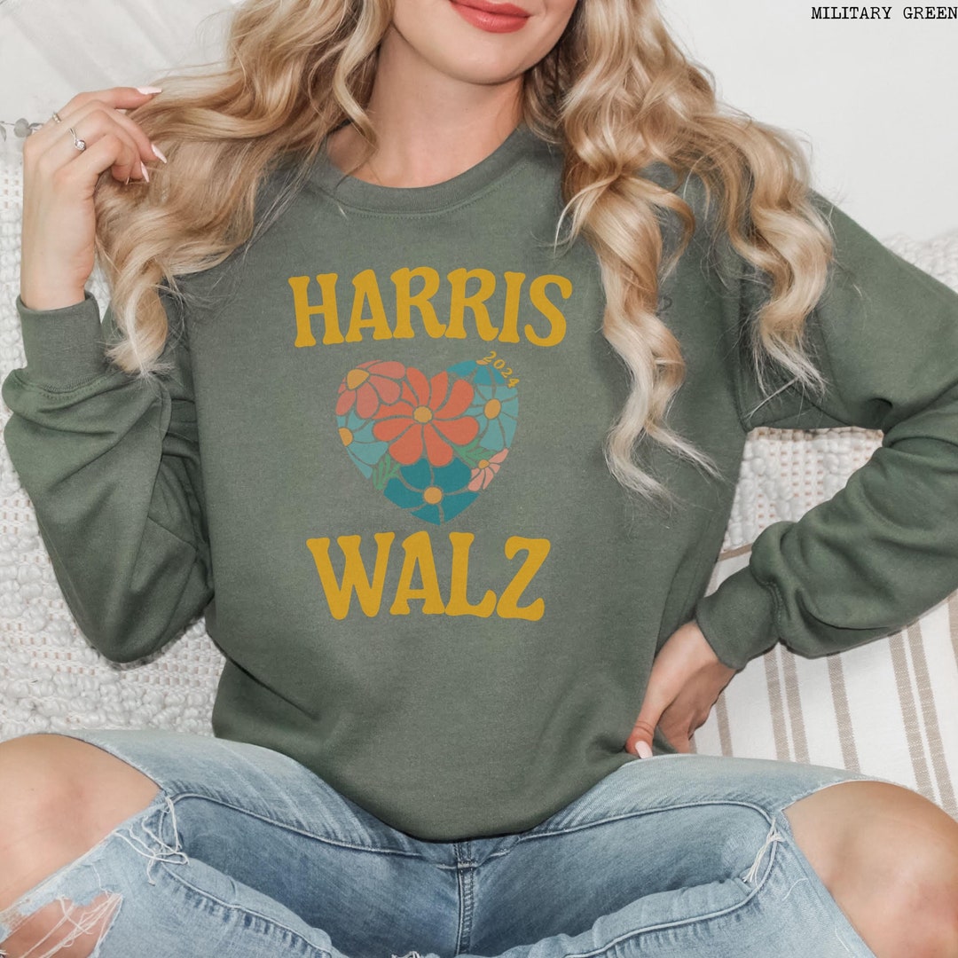 Harris Walz 2024 Sweatshirt Tim Walz Democrat Vote Blue Liberal ...
