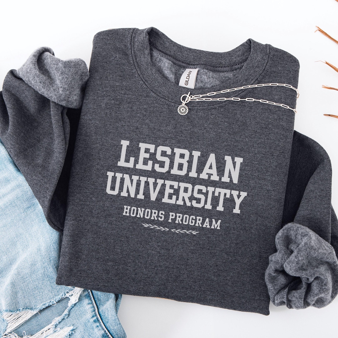LGBT Sweatshirt, Lesbian University Crewneck Pullover, Cute Preppy ...