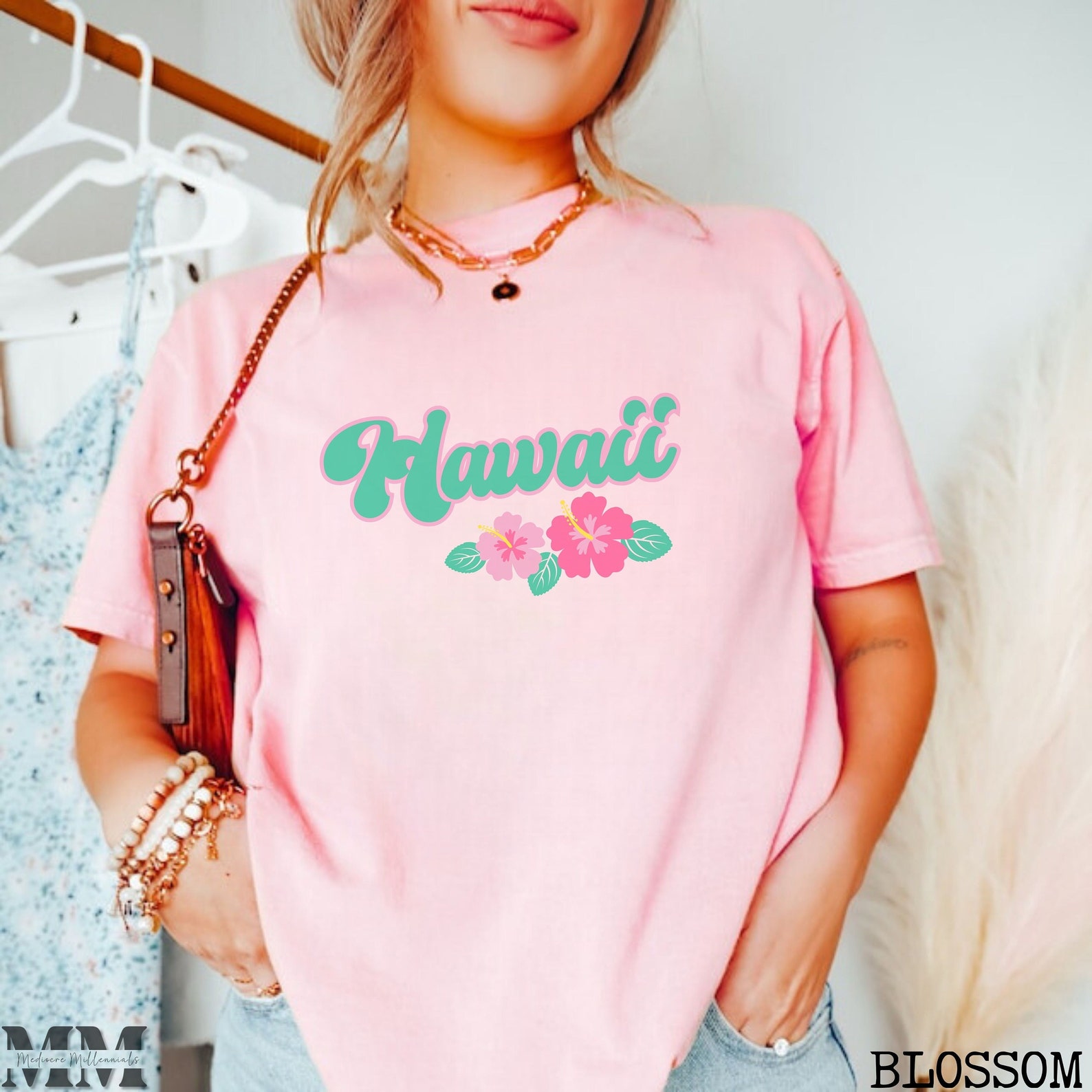 Hawaii Shirt, Hibiscus Flower Crewneck T-shirt, Cute Floral Hawaiian ...