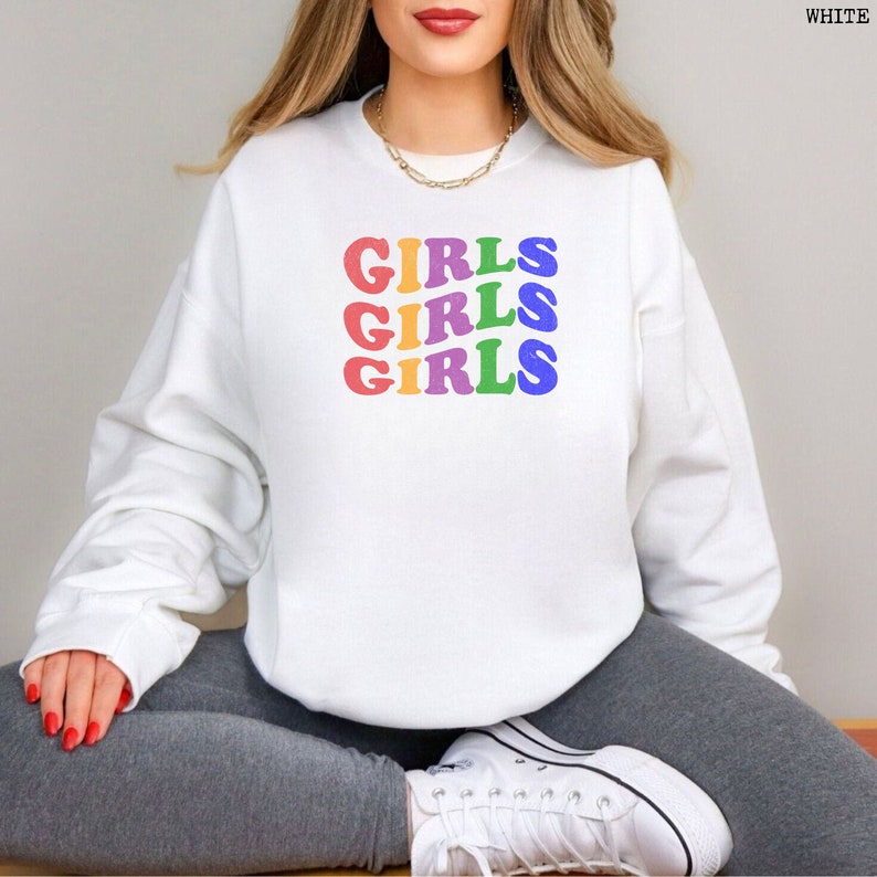 LGBT Sweatshirt, Girls Girls Girls, Funny Lesbian Gay Pride Sweater ...