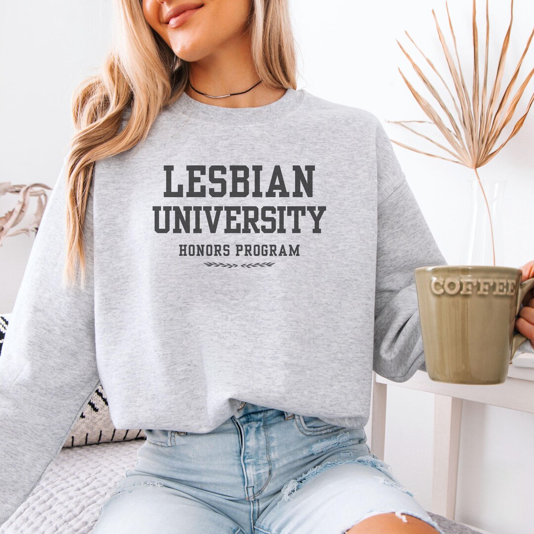 LGBT Sweatshirt, Lesbian University Crewneck Pullover, Cute Preppy ...