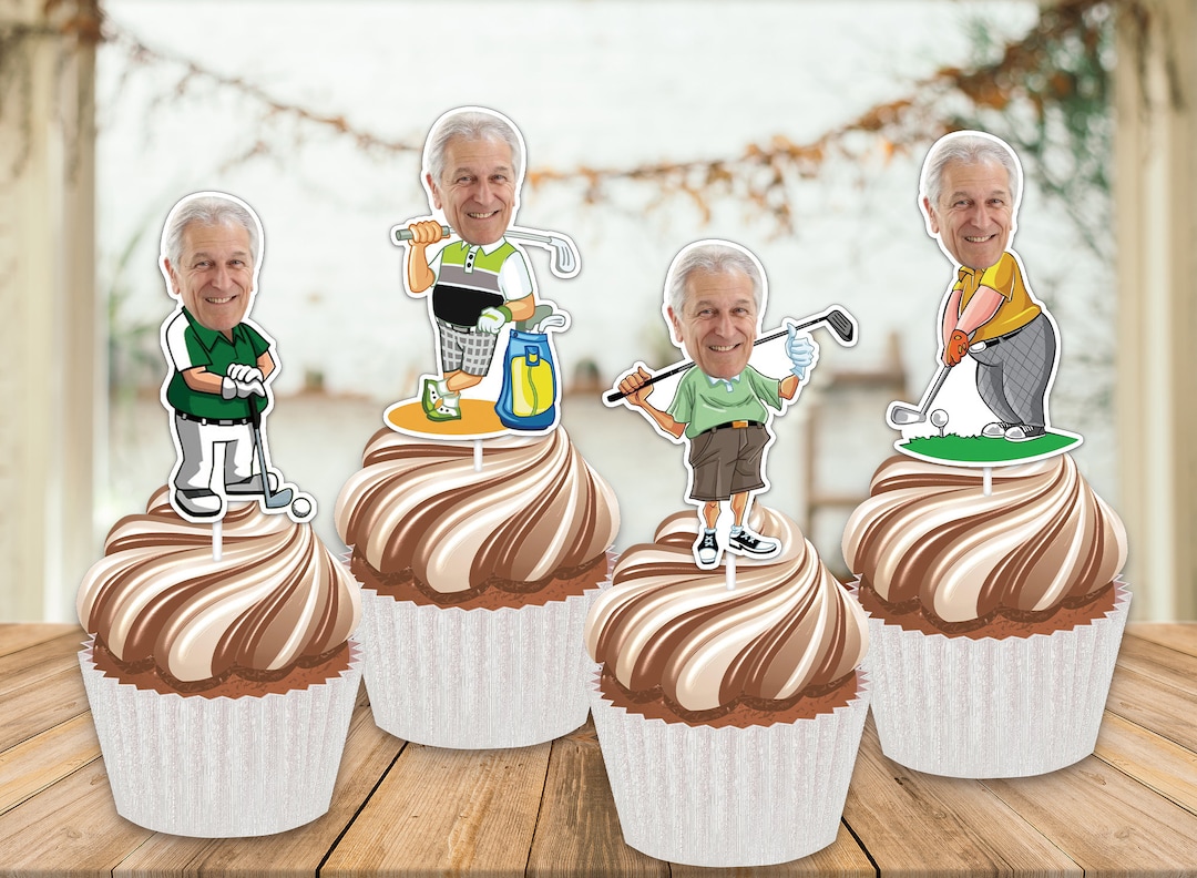 Custom Golf Photo Toppers, Golf Face Cupcake Toppers,personalized, Face ...