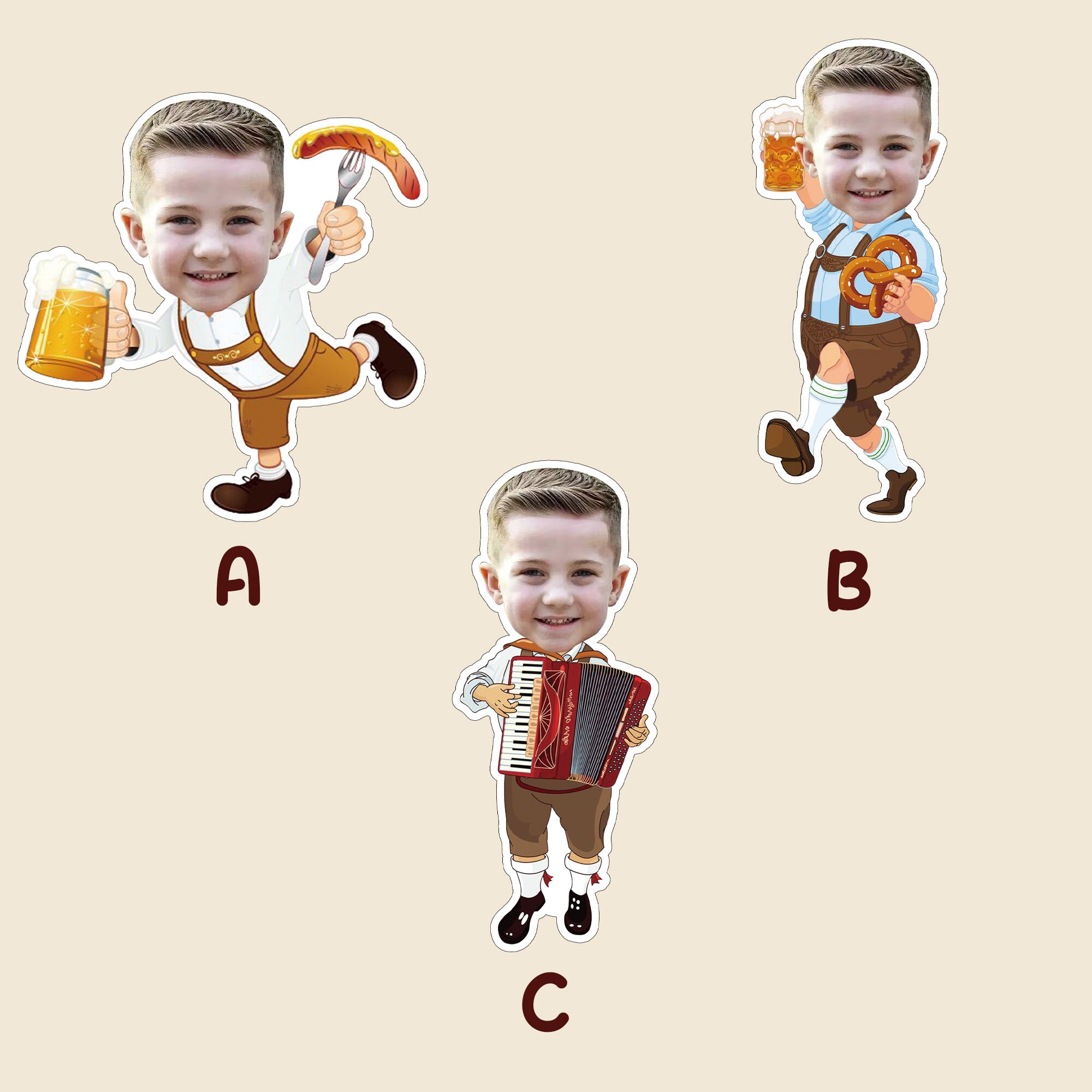 Custom Photo Cupcake Toppers Printable, Lederhosen Birthday Face ...