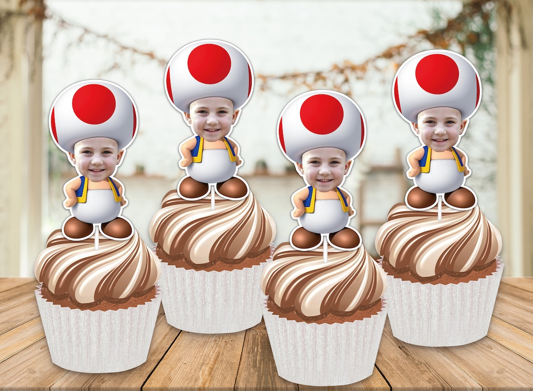 Custom Toad Mario Face Cupcake Toppers: Birthday Party Decor - Etsy
