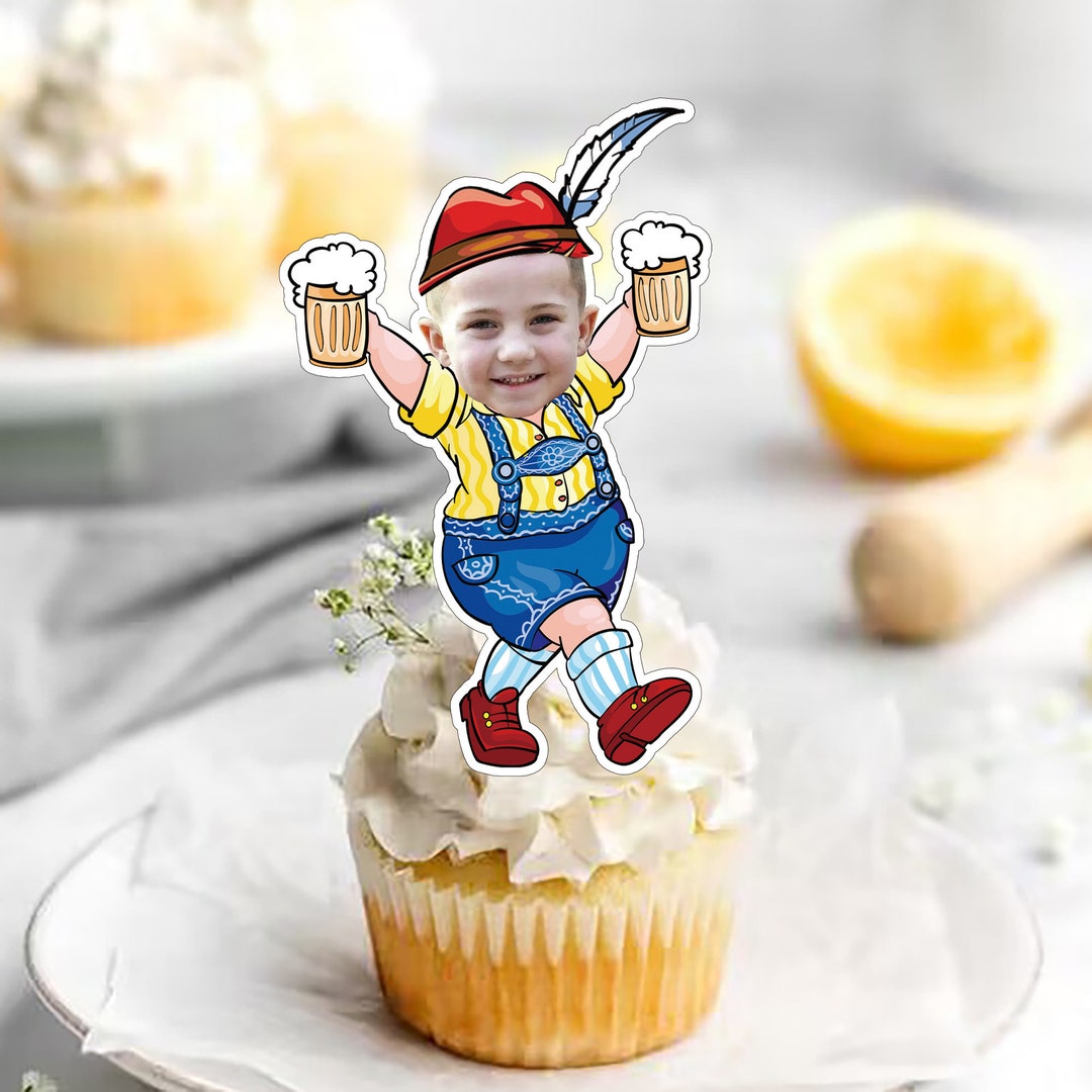 Custom Photo Cupcake Toppers Printable, Lederhosen Cupcake Toppers Baby ...