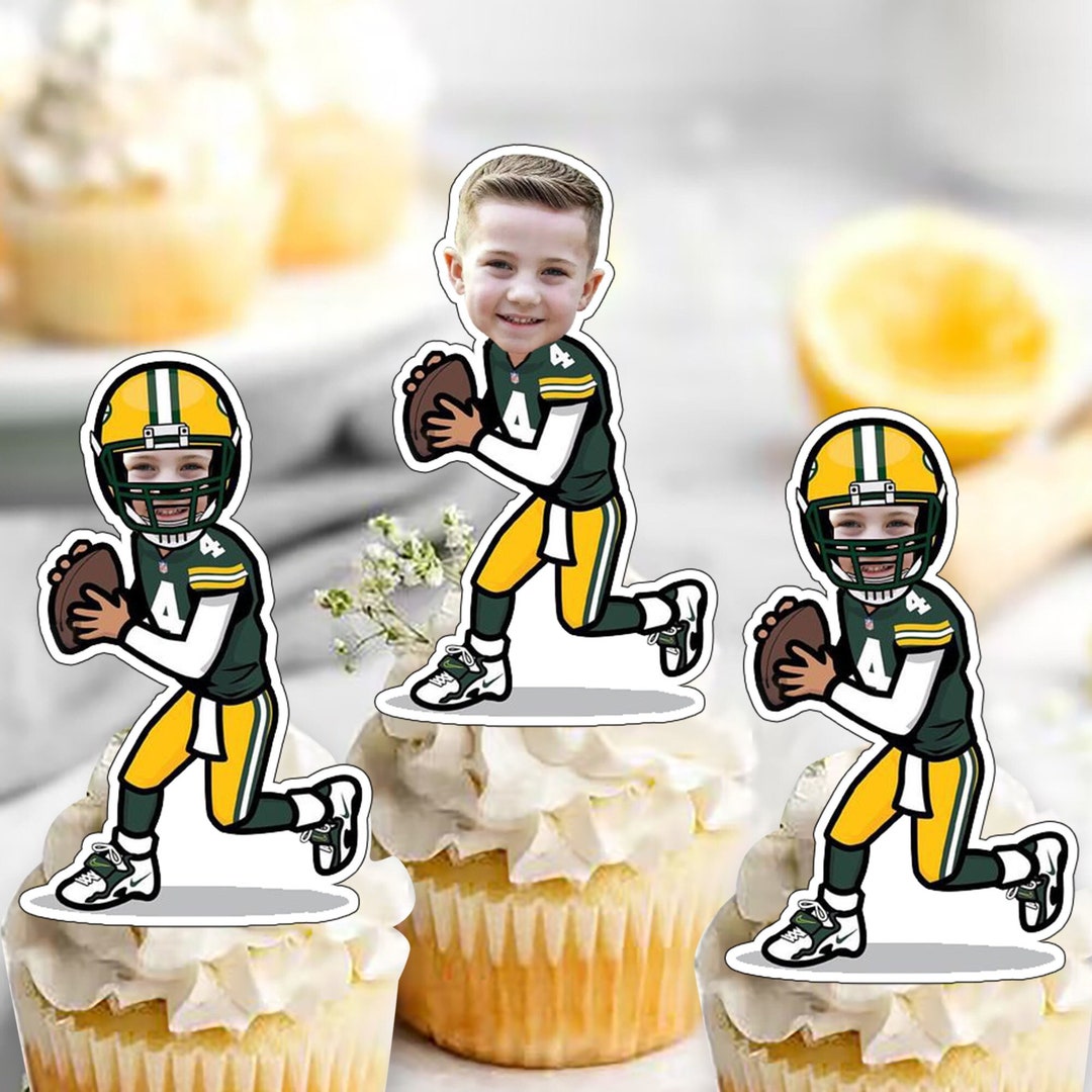 Custom Photo Cupcake Toppers Printable, Football Birthday Cupcake ...