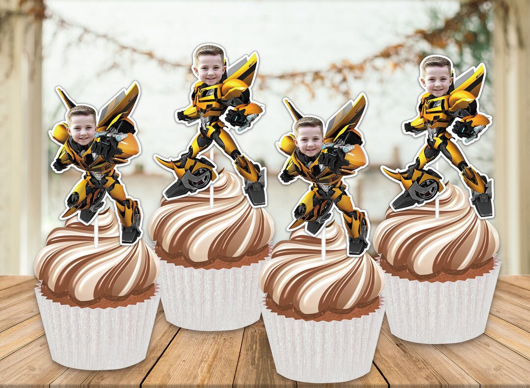 Custom Bumblebee Photo Toppers,transformers Face Cupcake Toppers ...