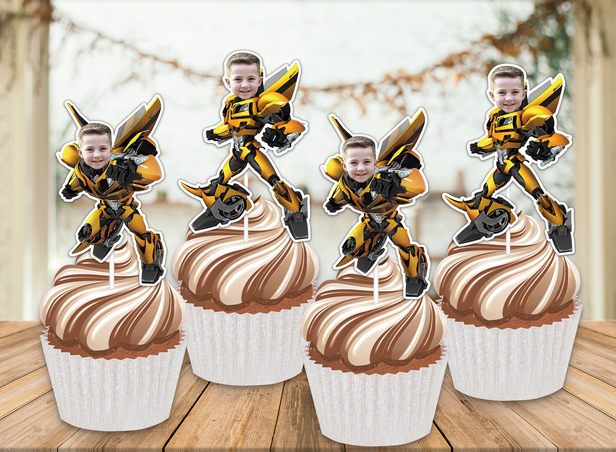 Custom Bumblebee Photo Toppers,transformers Face Cupcake Toppers ...