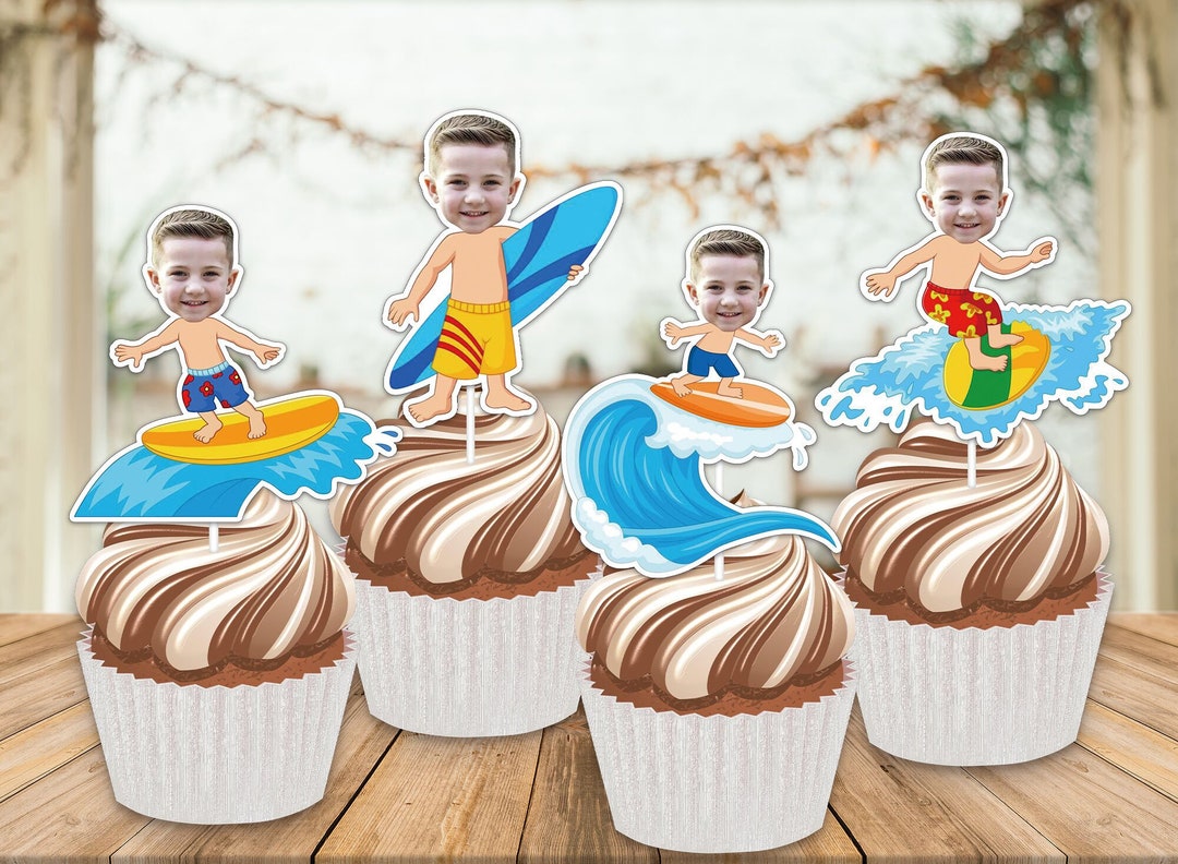 Custom Surfer Face Cupcake Toppers: Birthday Party Decor - Etsy