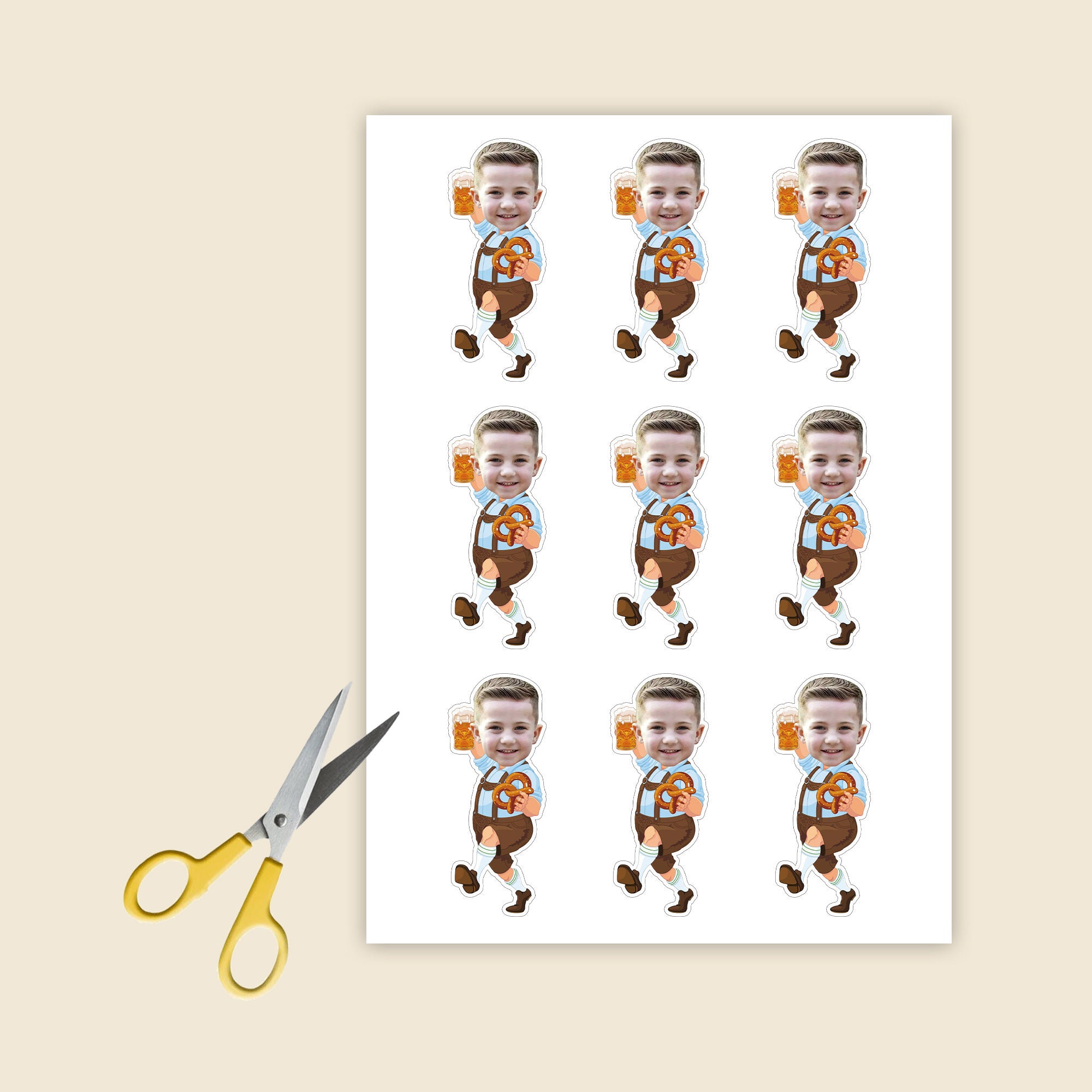 Custom Photo Cupcake Toppers Printable, Lederhosen Birthday Face ...