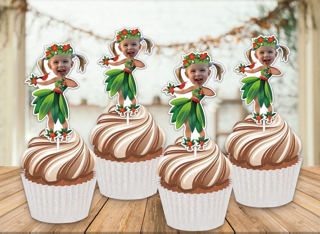Custom Hula Girl Photo Cupcake Toppers: Personalized Face Picks - Etsy