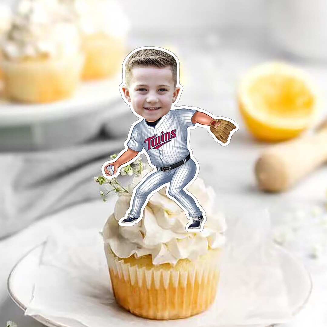 Custom Photo Cupcake Toppers Printable, Baseball Birthday Cupcake ...
