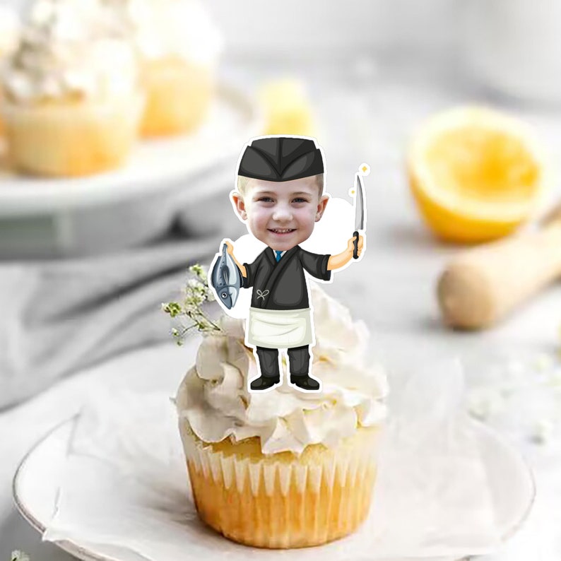Custom Photo Cupcake Toppers Printable,chef Birthday Cupcake Toppers ...