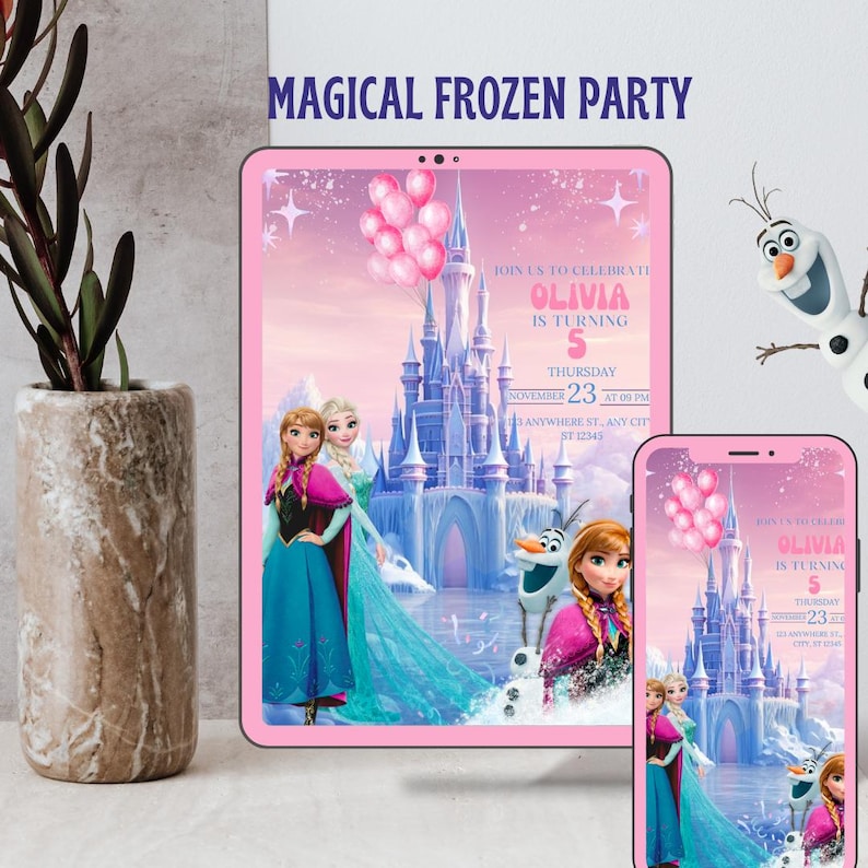 Frozen Birthday Elsa Princess, Invitation, Winter Snow Printable, Pink ...