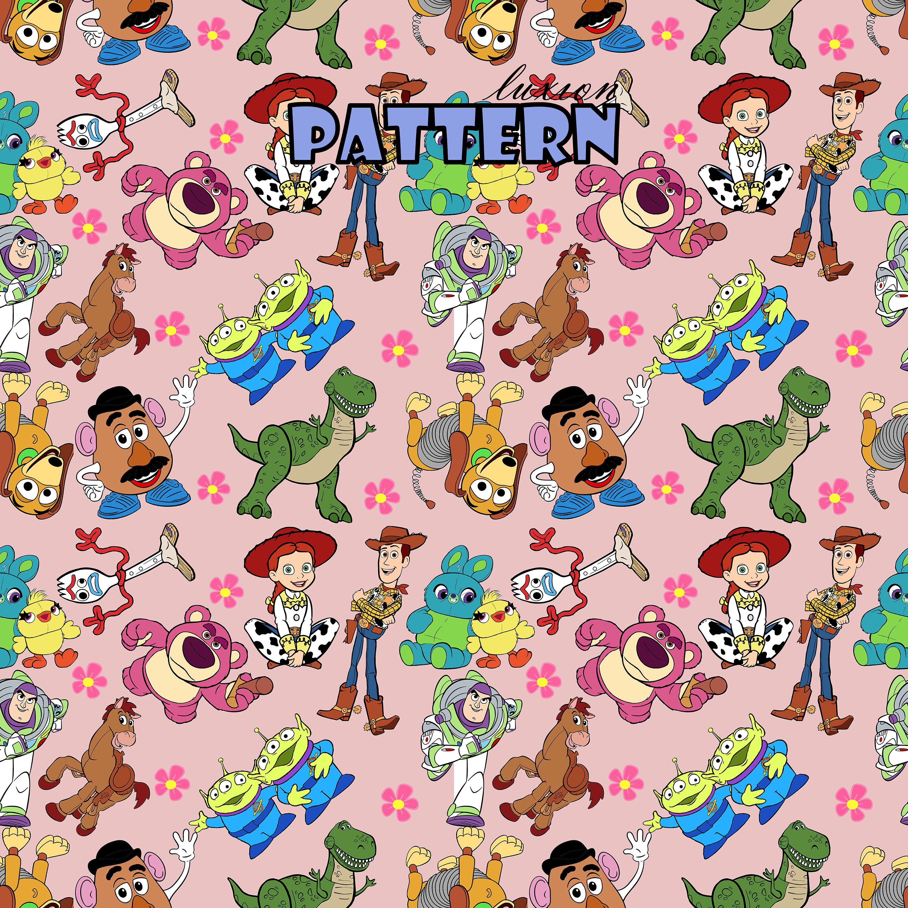 Story Friends Seamless Pattern, Cartoon Seamless Pattern, Fabric Sublimation, Woody, Buzz, Rex ...