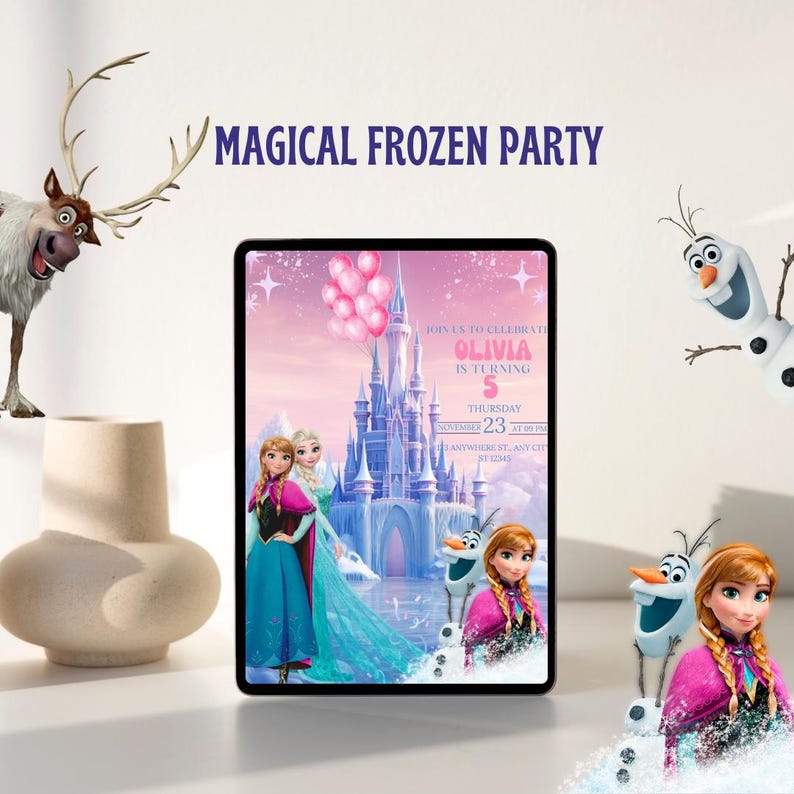 Frozen Birthday Elsa Princess, Invitation, Winter Snow Printable, Pink ...