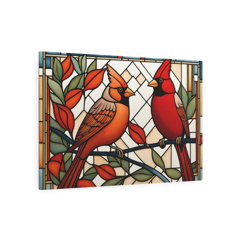 Cardinal Pair Metal Sign: Stained Glass Look Decorative Art - Etsy