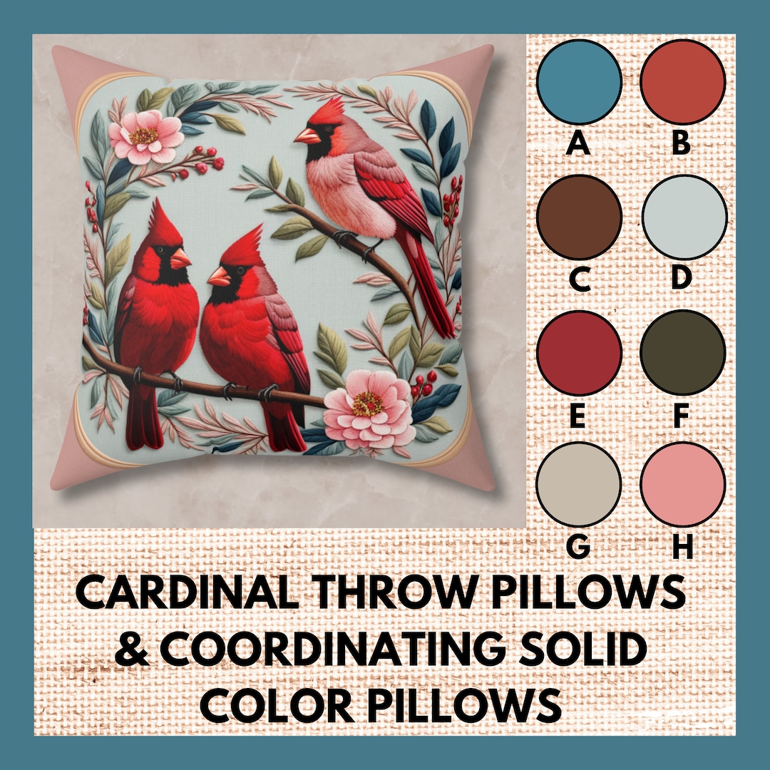 Cardinal Cottage Core Throw Pillows Shabby Chic Fall Home Decor, Gift ...