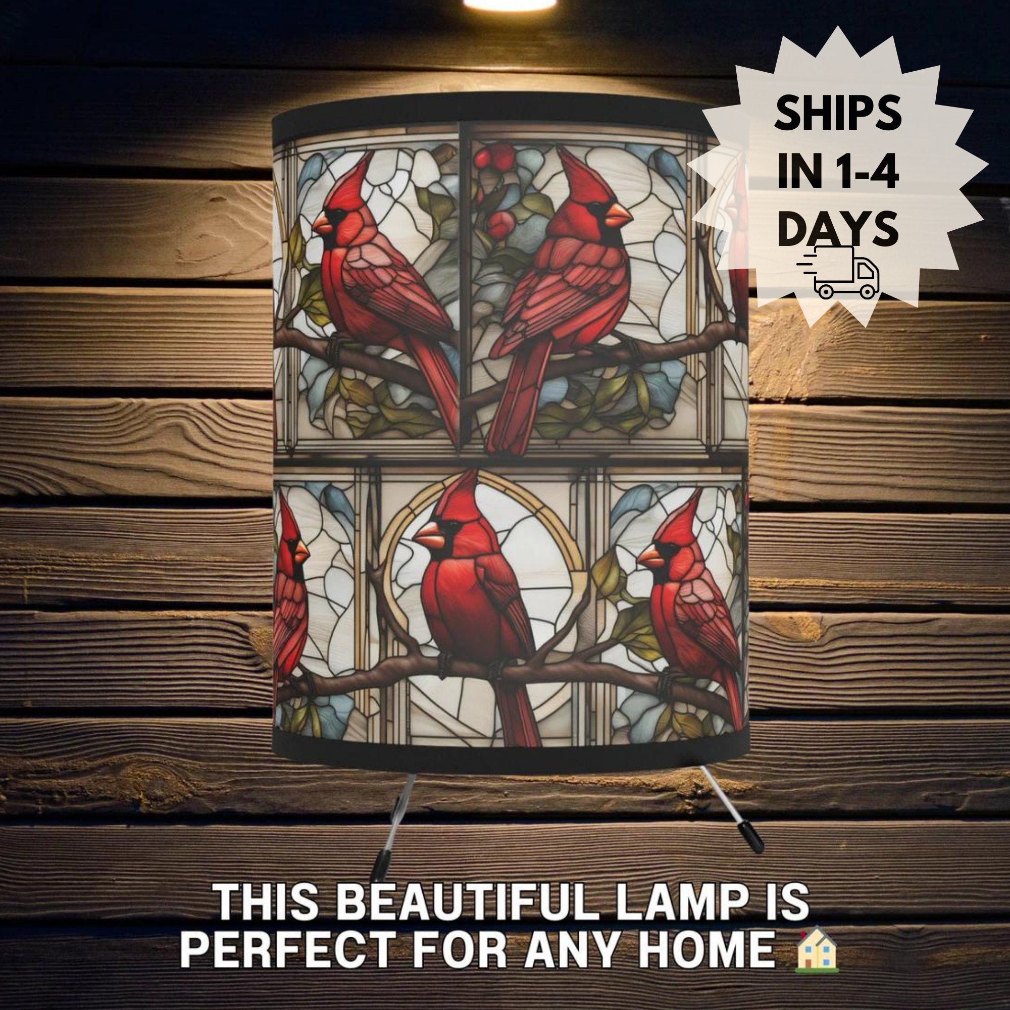 Cardinal Stained Glass Lamp Unique Stain Glass Panel Design Small ...