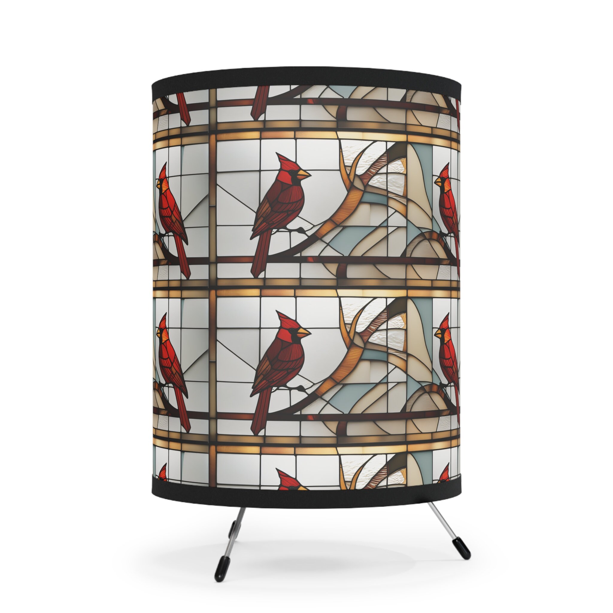 Cardinal Stained Glass Lamp Small Decorative Cardinal Memorial Lamp ...
