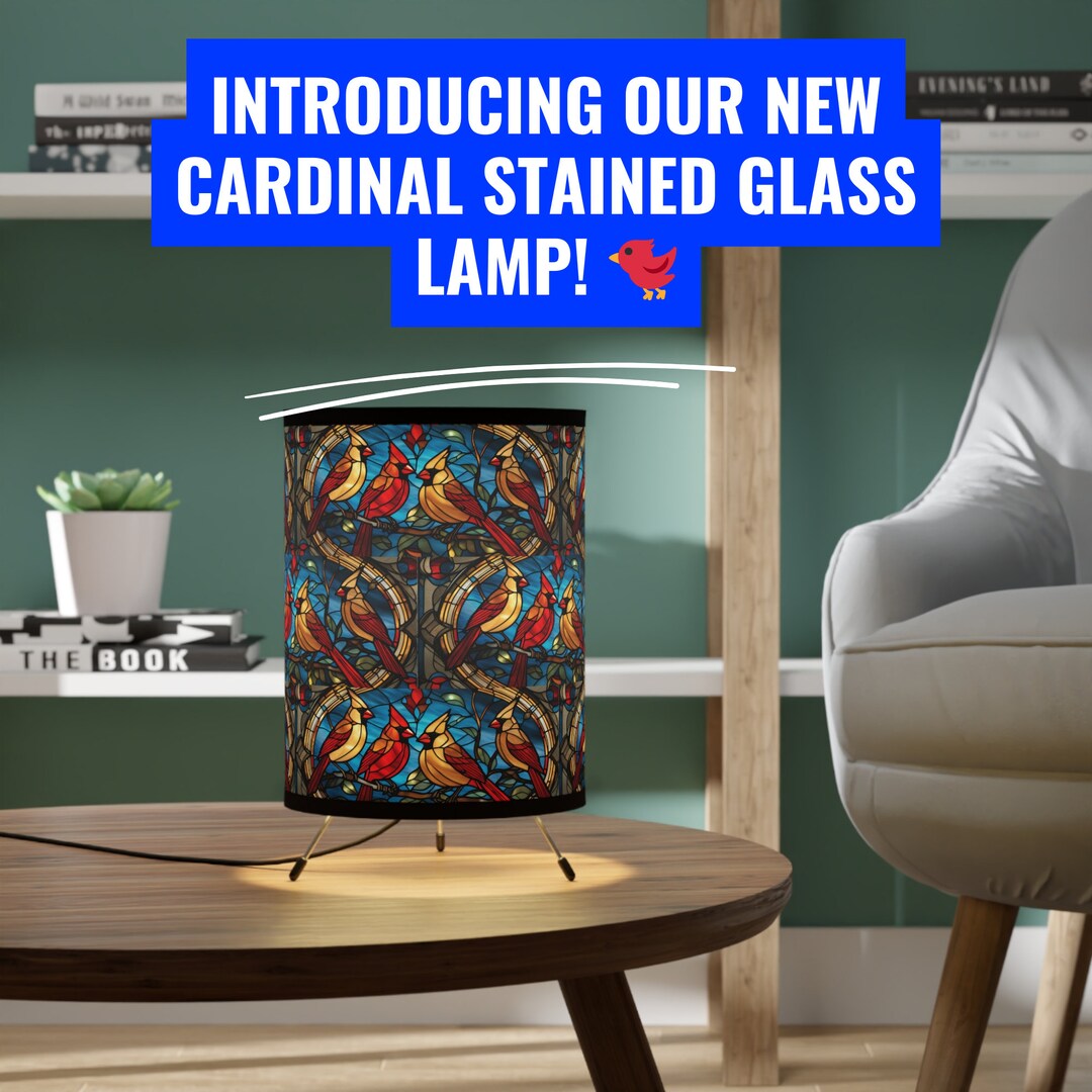 Cardinal Stained Glass Lamp Small Decorative Stain Glass - Etsy