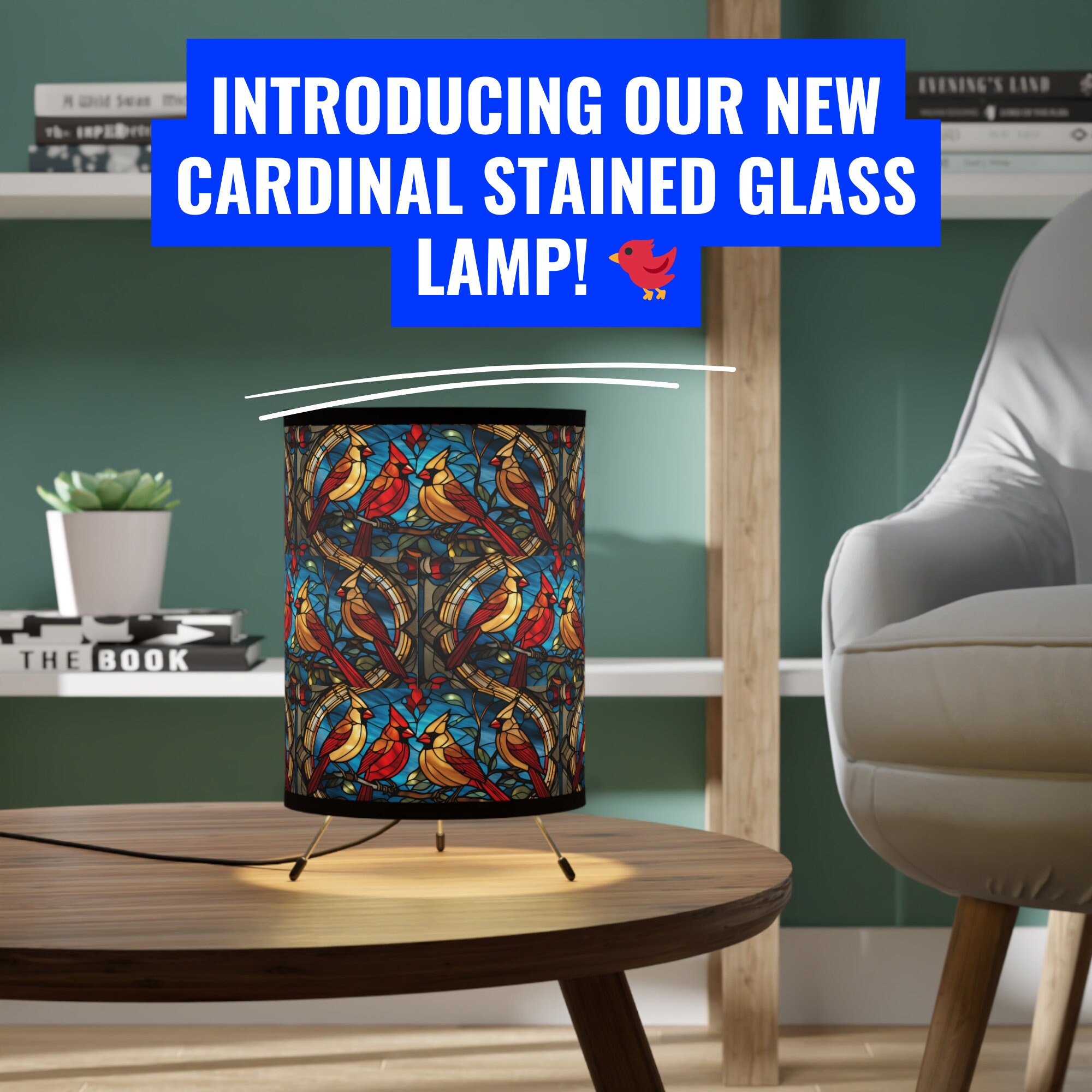 Cardinal Stained Glass Lamp Small Decorative Stain Glass - Etsy