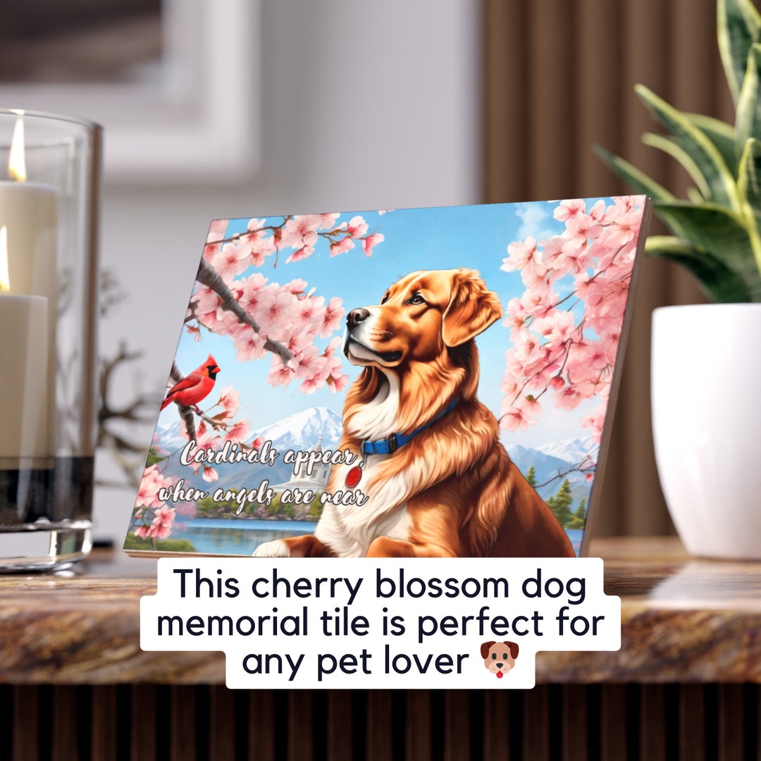 Dog Memorial Plaque Cherry Blossom Pet Remembrance Gift With - Etsy