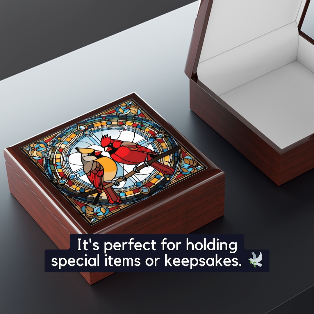 Cardinal Stained Glass Box Unique Sympathy Gift Cardinal Memorial Gift ...