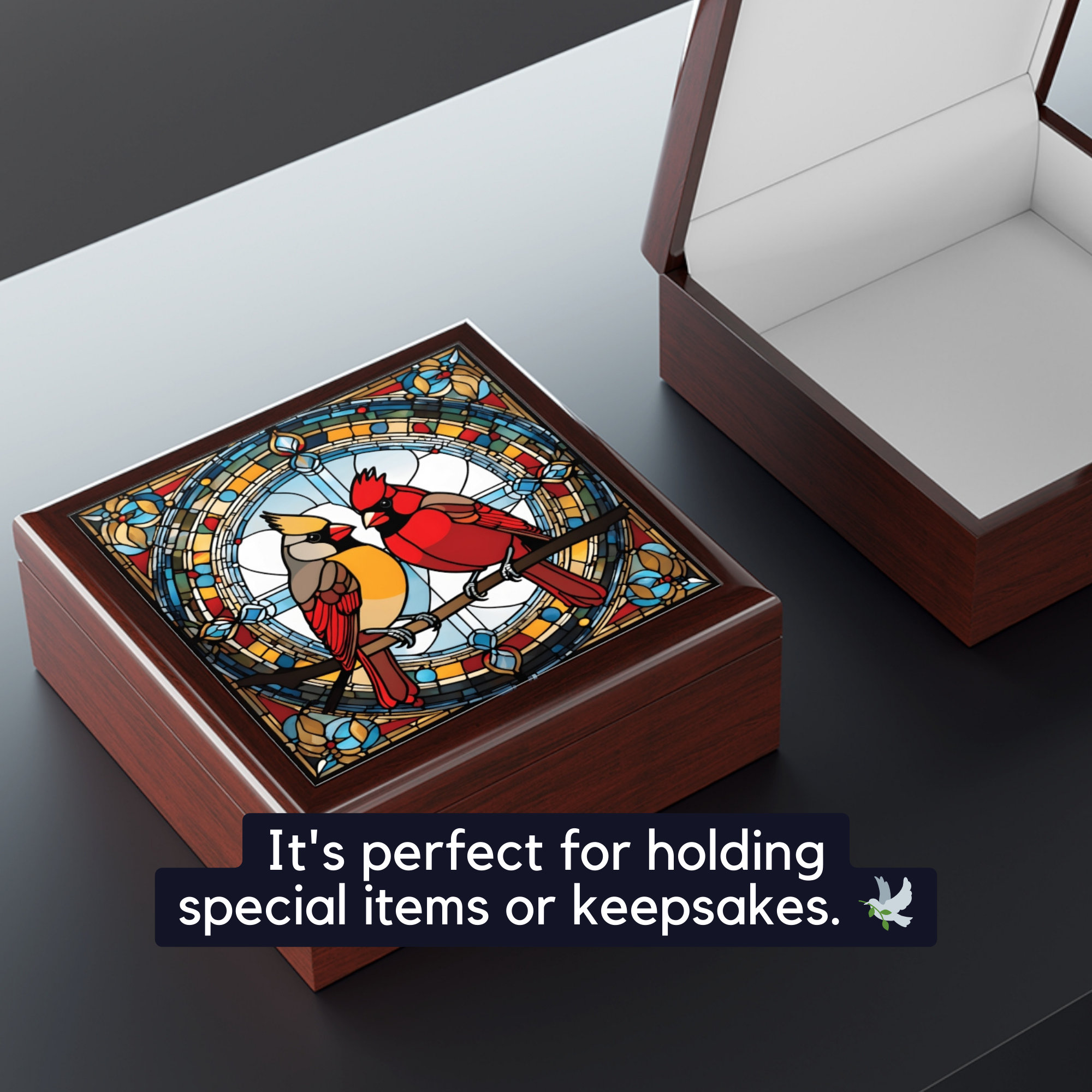 Cardinal Stained Glass Box Unique Sympathy Gift Cardinal Memorial Gift ...