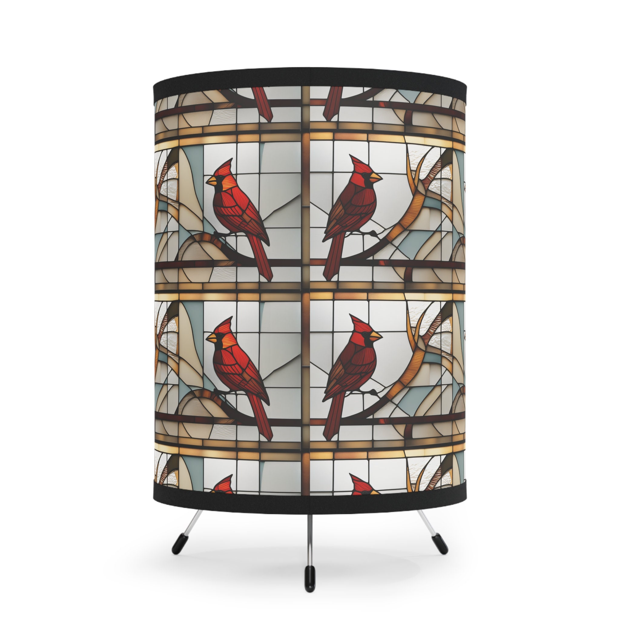Cardinal Stained Glass Lamp Small Decorative Cardinal Memorial Lamp ...