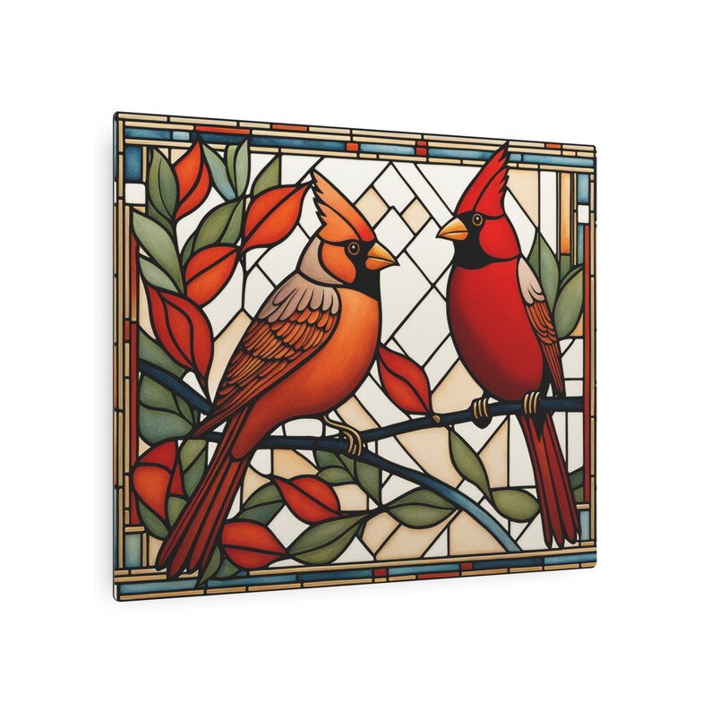 Cardinal Pair Metal Sign: Stained Glass Look Decorative Art - Etsy