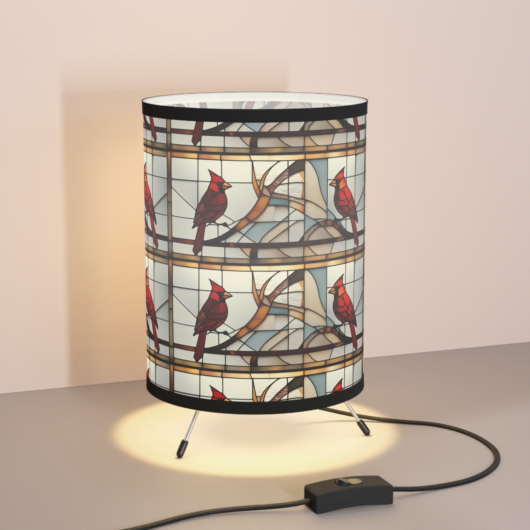 Cardinal Stained Glass Lamp Small Decorative Cardinal Memorial Lamp ...