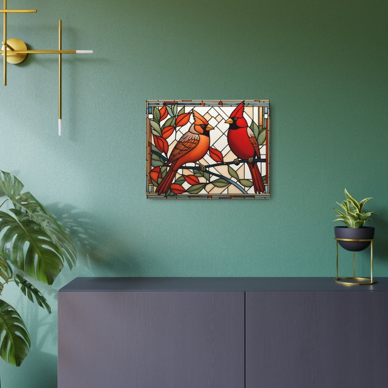 Cardinal Pair Metal Sign: Stained Glass Look Decorative Art - Etsy