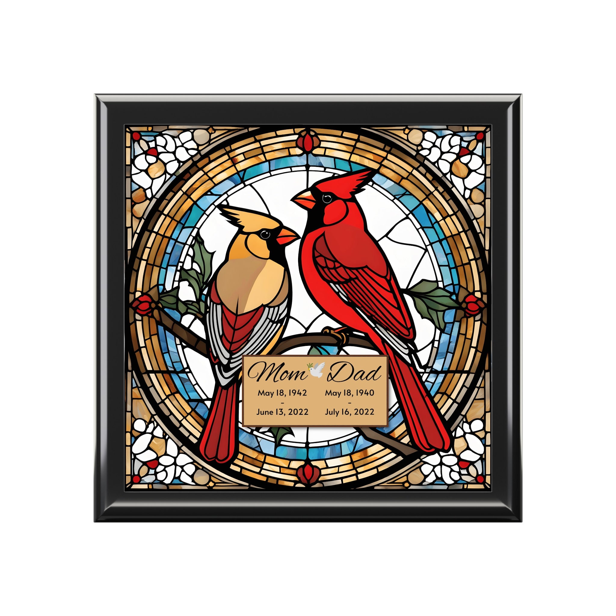 Stained Glass Cardinal Pair Personalized Custom Sympathy Gift Cardinal ...