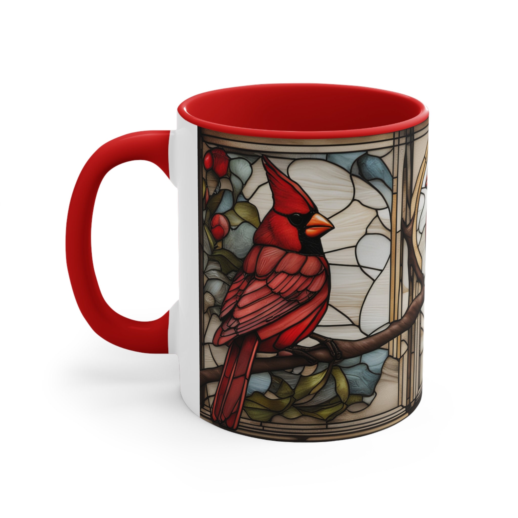 Cardinal Mug Stained Glass Bird Mug Memorial Gift Coffee Mug for Bird ...