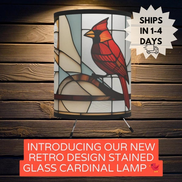 Cardinal Stained Glass Lamp - Etsy