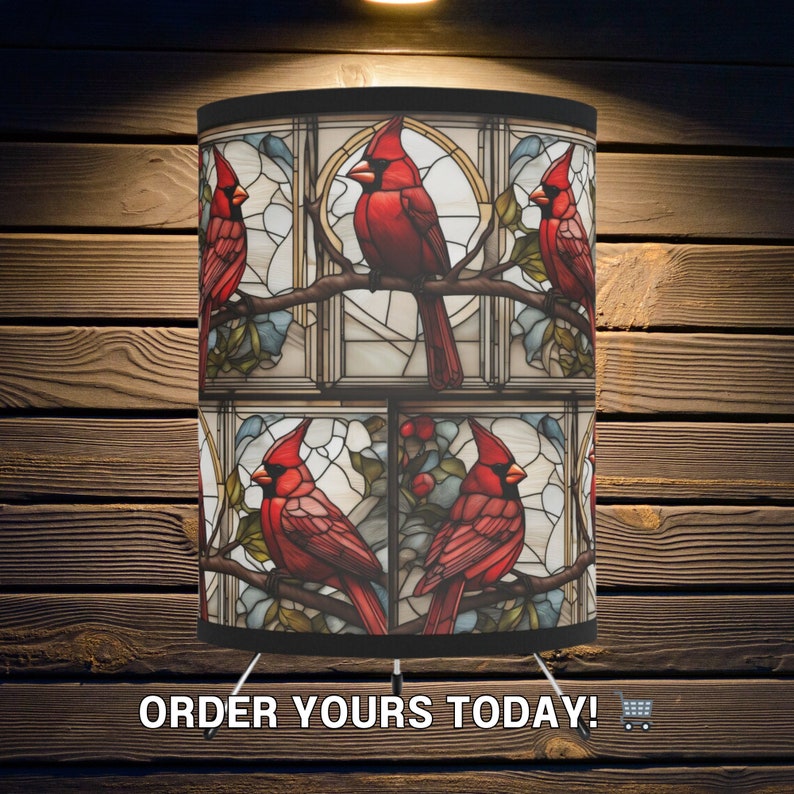 Cardinal Stained Glass Lamp Unique Stain Glass Panel Design Small ...