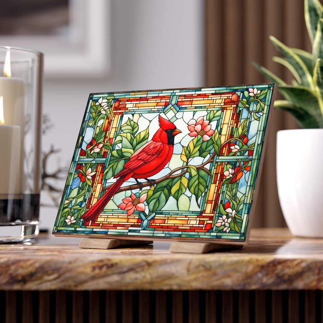 Tile Art Cardinal Gift Decorative Ceramic Fancy Tile Gift for Mom for ...