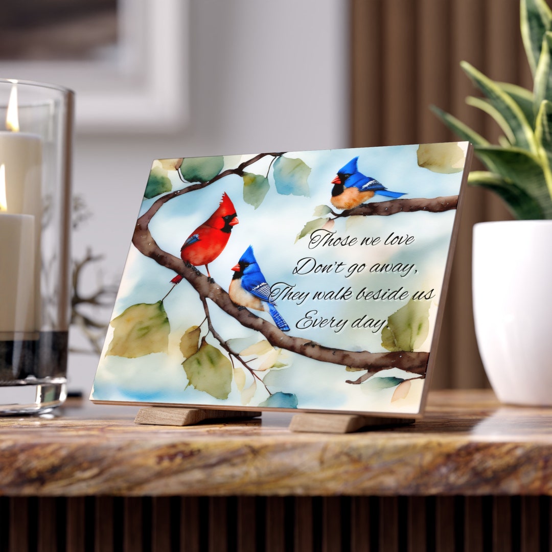 Cardinal and Blue Jays Ceramic Tile: Bereavement Memorial Gift - Etsy