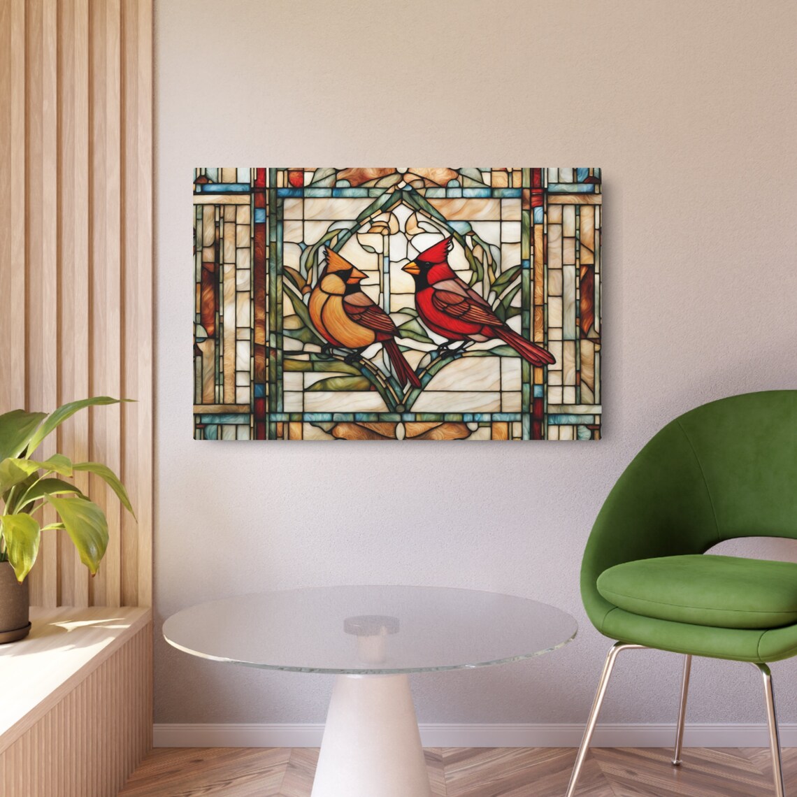 Cardinal Pair Stained Glass Look Metal Sign: Bird Lover Gift - Etsy