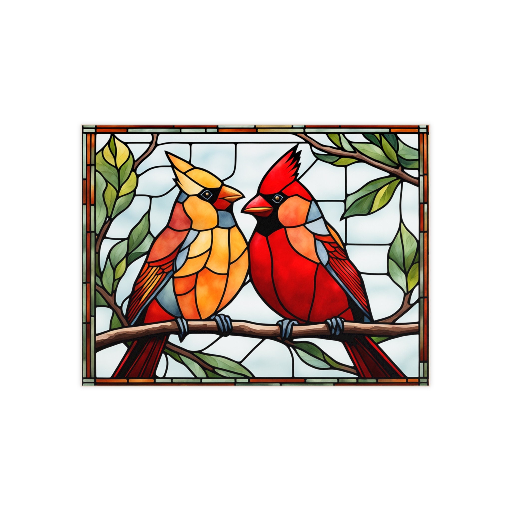 Cardinal Pair Stained Glass Look Tile Gift for Bird Lovers - Etsy