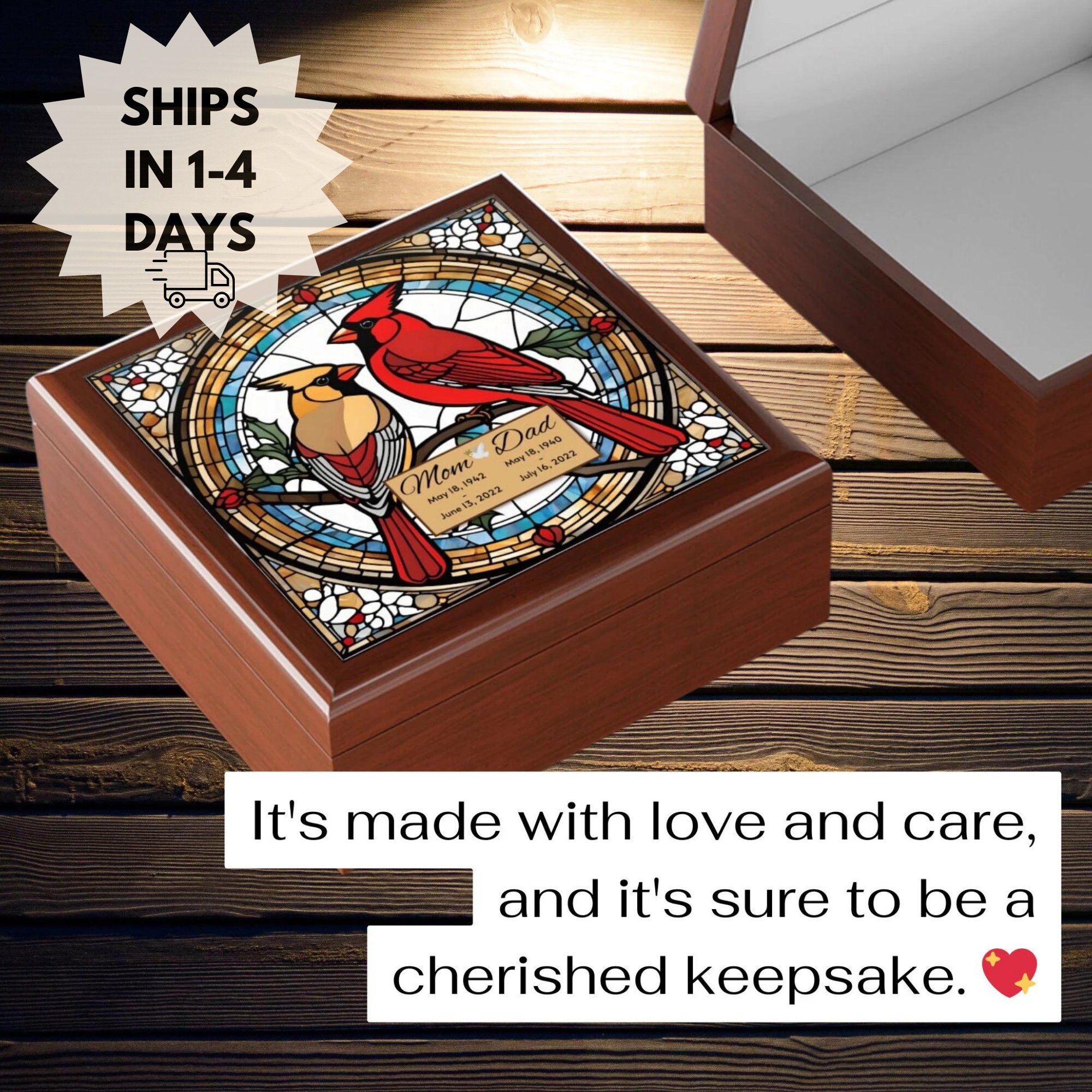 Stained Glass Cardinal Pair Personalized Custom Sympathy Gift Cardinal ...